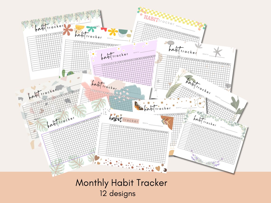 Habit Tracker Printable Monthly Habit Track Habit Tracker - Etsy