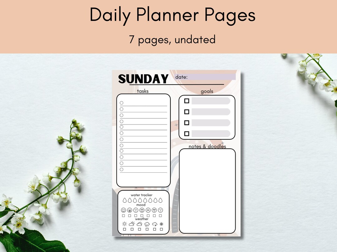 Printable Daily Planner, Boho Daily Task List, Daily Tracker, Daily ...