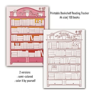 Reading Tracker Printable, Bookshelf Reading Log, A4 Size, Book Tracker ...