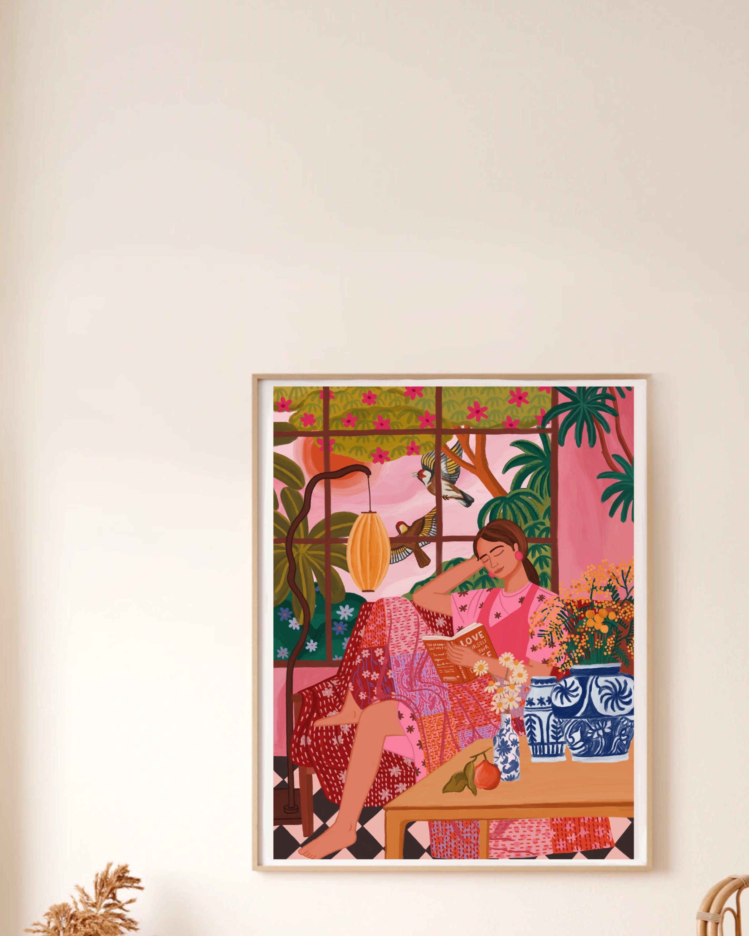Woman and Her Book Art Print, Books Wall Art, Woman Reading Portrait ...