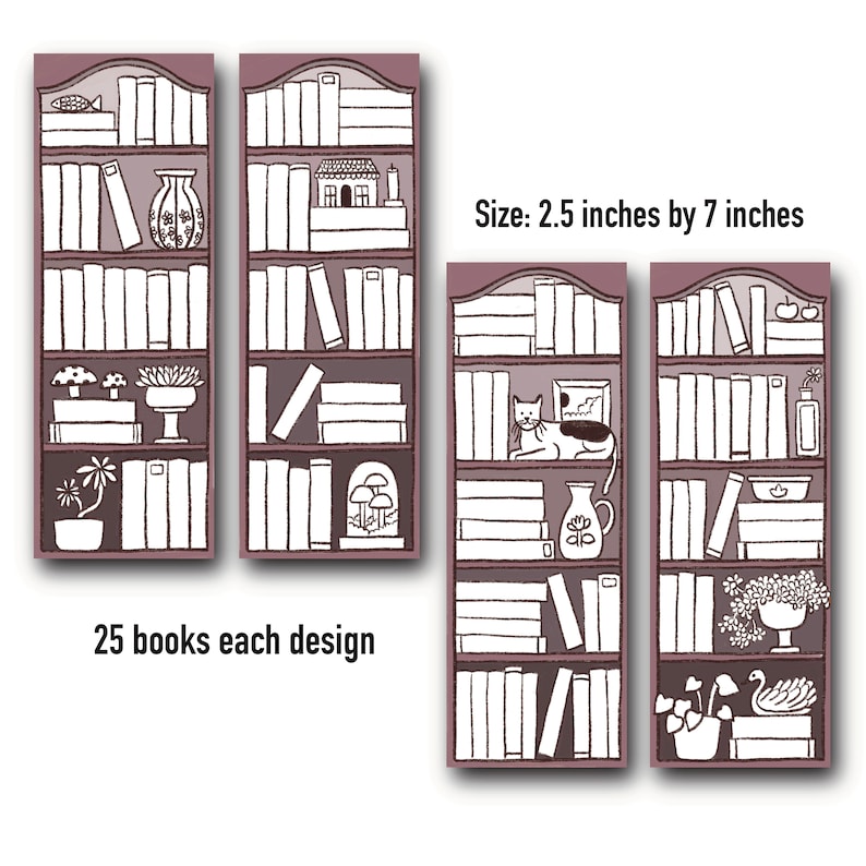 Bookshelf Reading Tracker Bookmarks: Coloring Page (digital Download ...