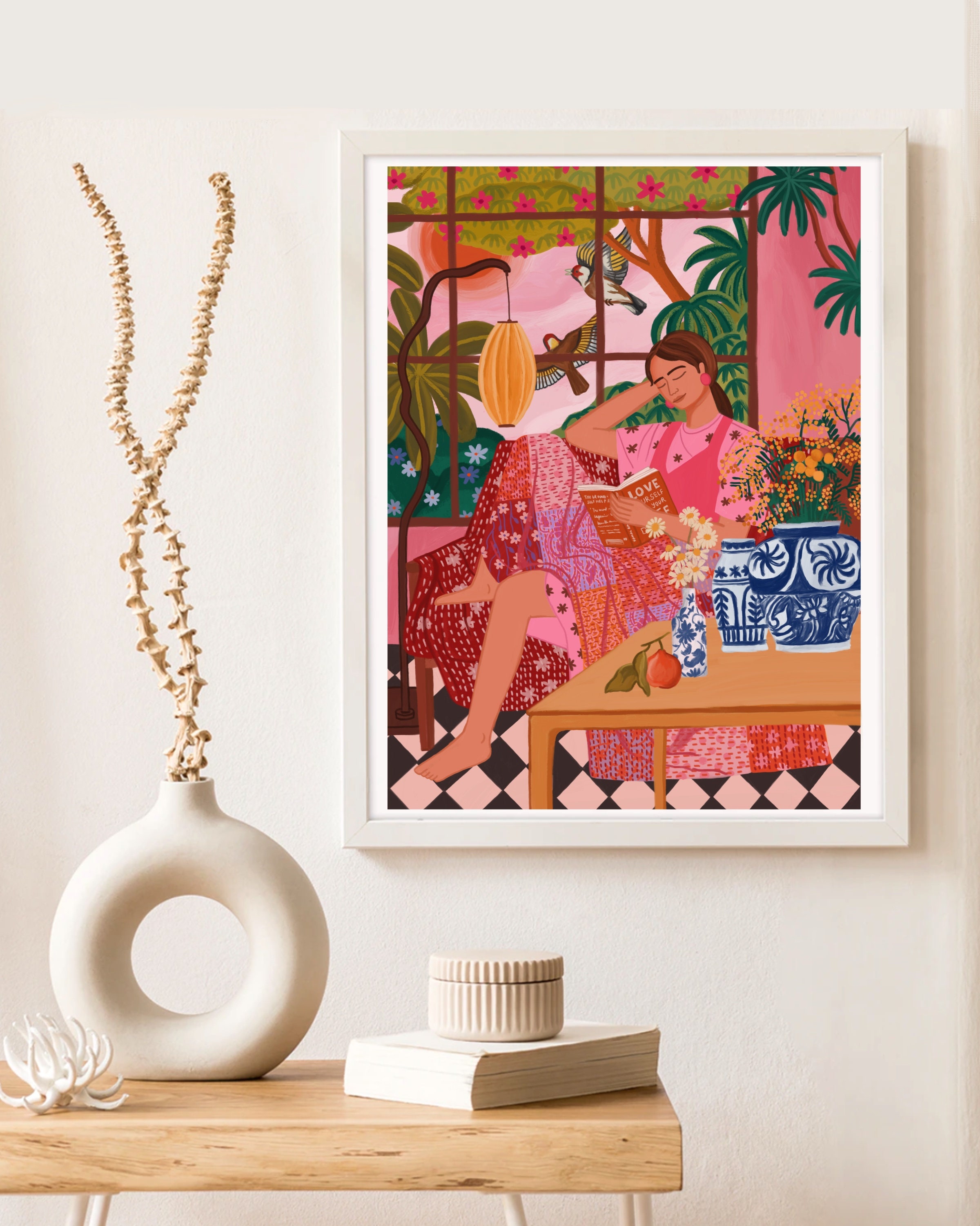 Woman and Her Book Art Print, Books Wall Art, Woman Reading Portrait ...