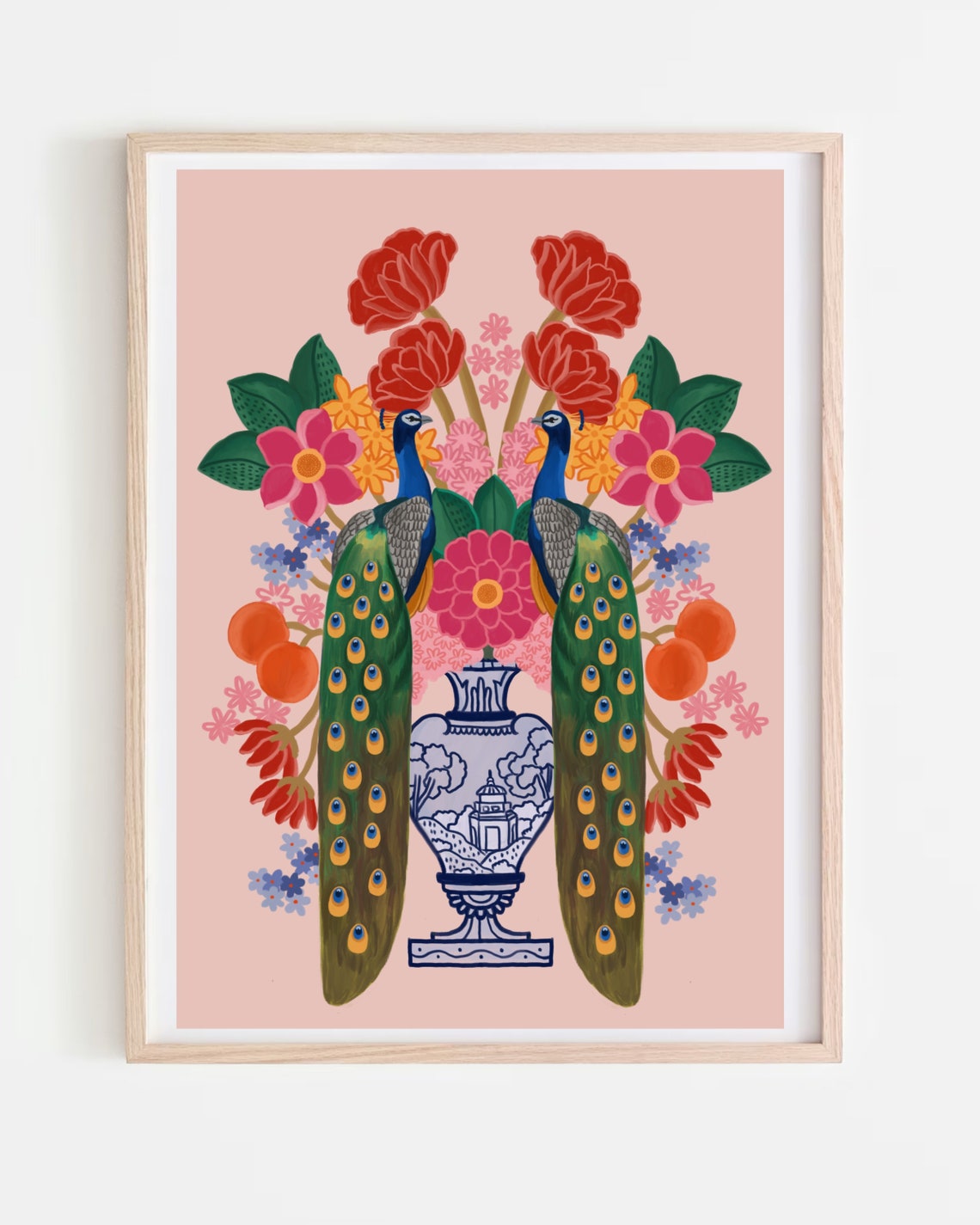 Indian Peacock Printable Art, Indian Floral Design, Desi Art, Peacocks ...