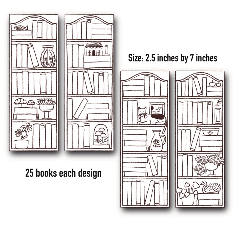 Bookshelf Reading Tracker Bookmarks: Coloring Page (digital Download ...