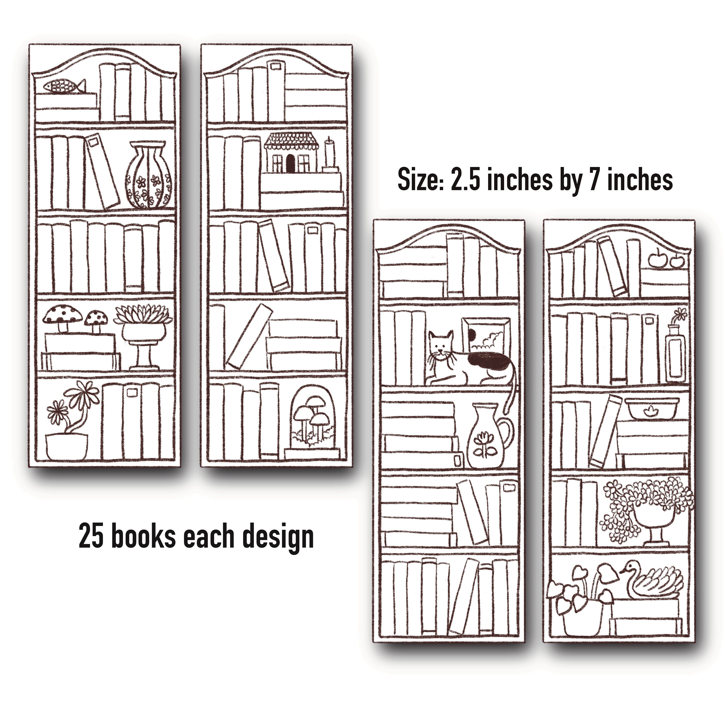 Bookshelf Reading Tracker Bookmarks: Coloring Page (digital Download ...