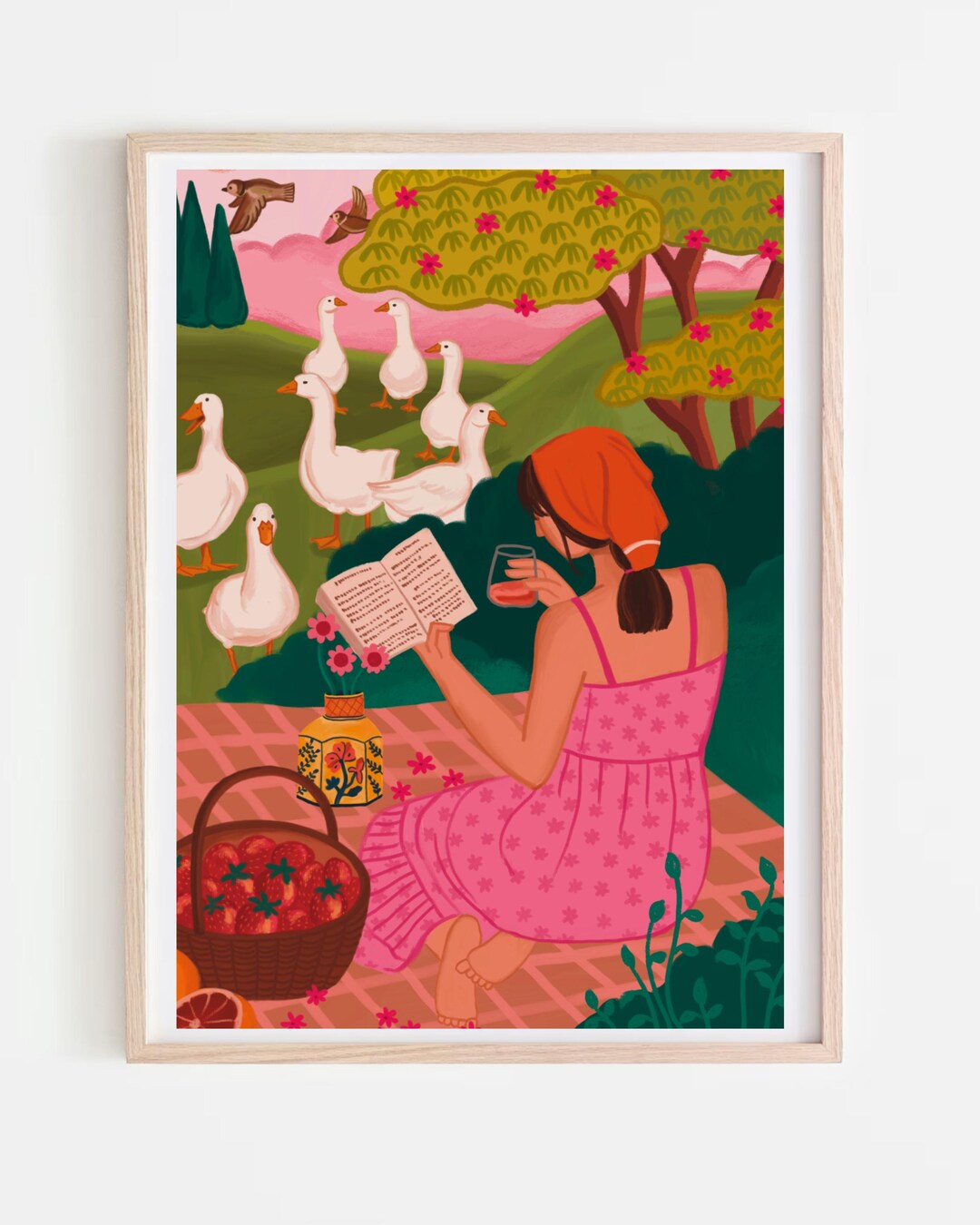 Woman and Her Book Art Print, Books Wall Art, Woman Reading Portrait ...