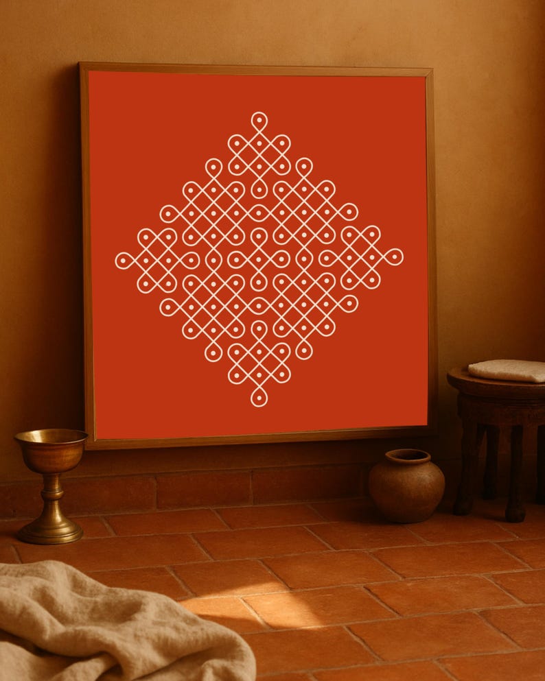 Kolam Mandala Art Print, South Indian Rangoli Design (digital Download ...
