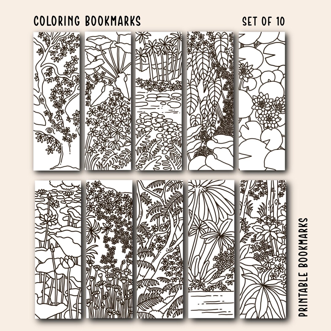 Printable Bookmarks, Coloring Bookmarks, 10 Nature Inspired Bookmarks ...