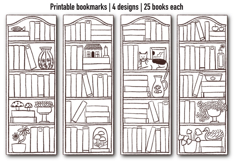 Printable Bookmarks, Bookshelf Reading Tracker, Coloring Bookmarks ...