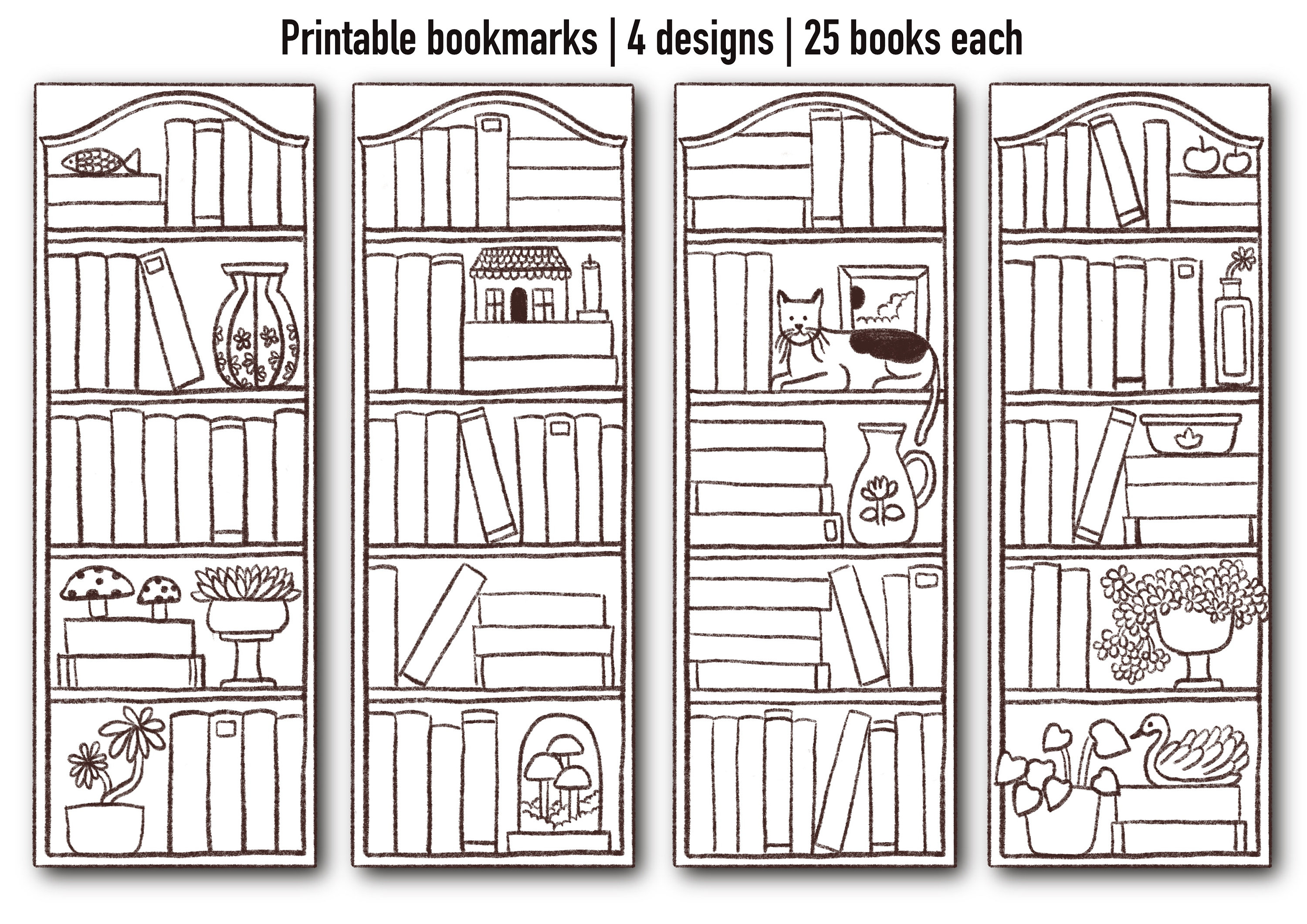 Printable Bookmarks, Bookshelf Reading Tracker, Coloring Bookmarks ...
