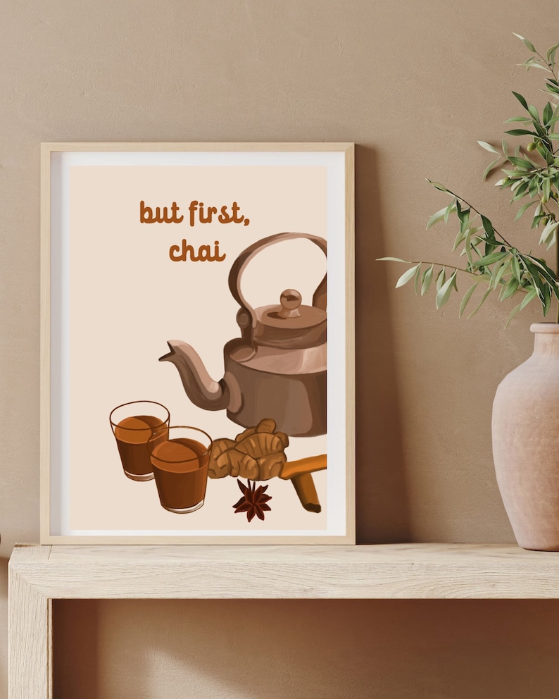 Chai Tea Poster, Masala Chai Printable Art, South Asian Kitchen Art ...
