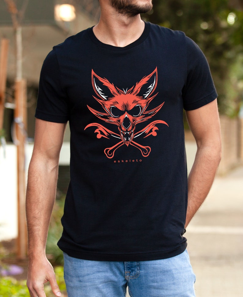 Fox Skull and Crossbones Shirt, Fox Jolly Roger Tshirt, Black Fox ...