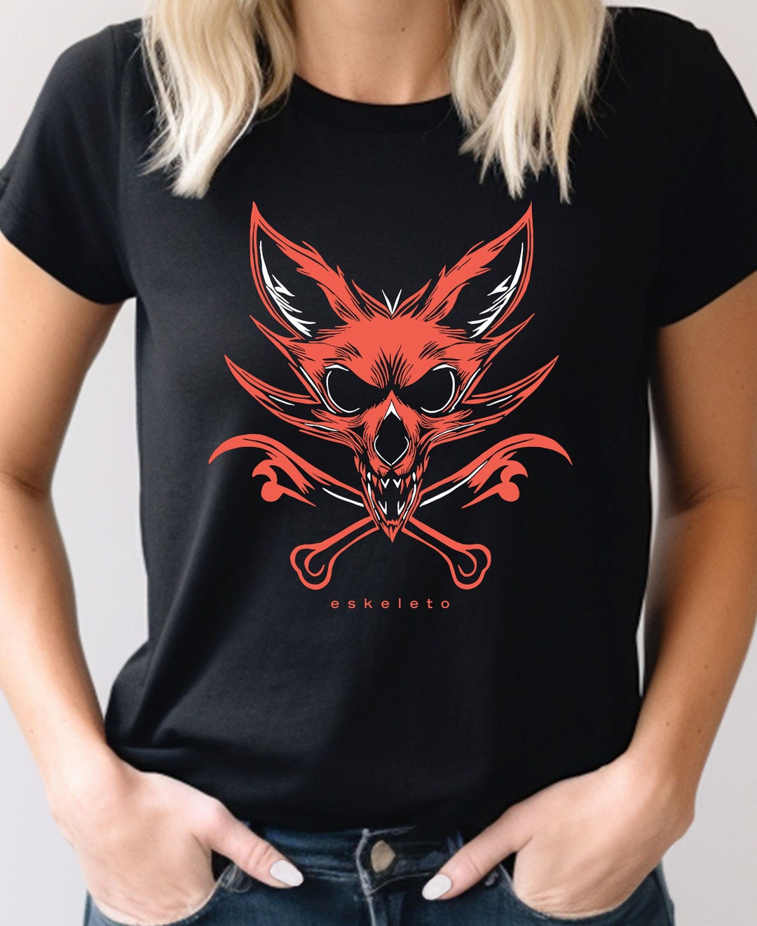 Fox Skull and Crossbones Shirt, Fox Jolly Roger Tshirt, Black Fox ...