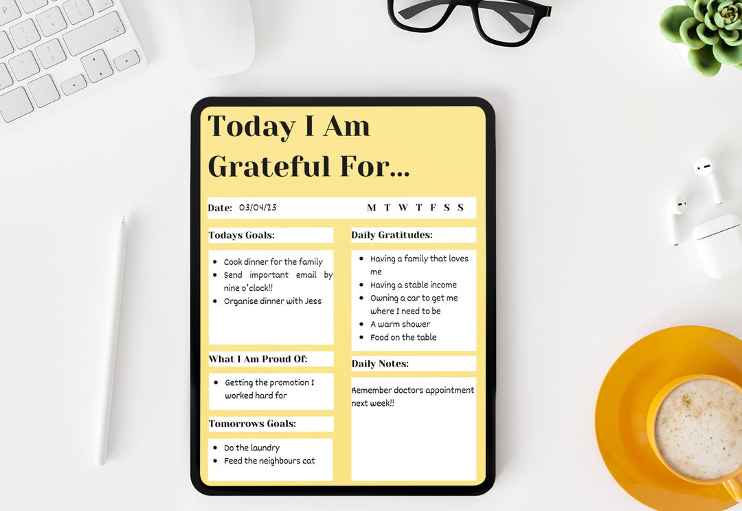 Downloadable, Daily Gratitude Page, Gratitude Journal, Gratefulness ...