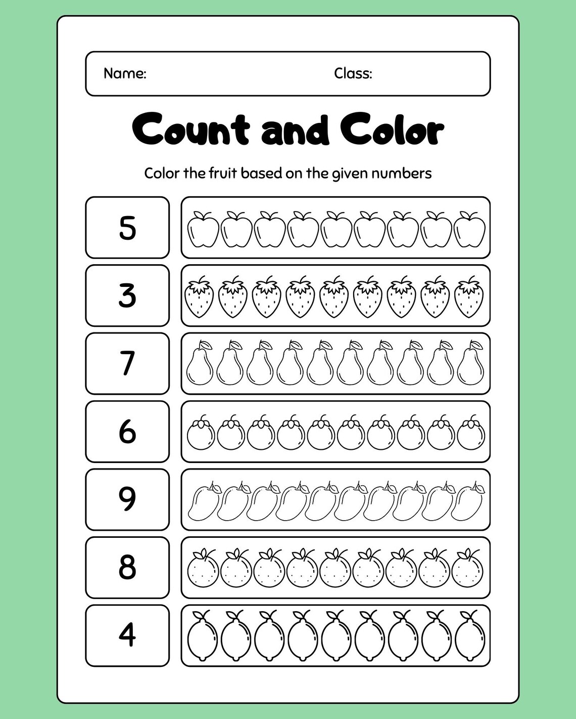 Count and Color, Kindergarten, Kids, Math, Learning, Numbers - Etsy