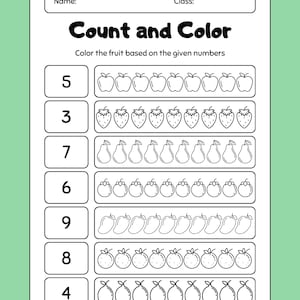 Count and Color, Kindergarten, Kids, Math, Learning, Numbers - Etsy