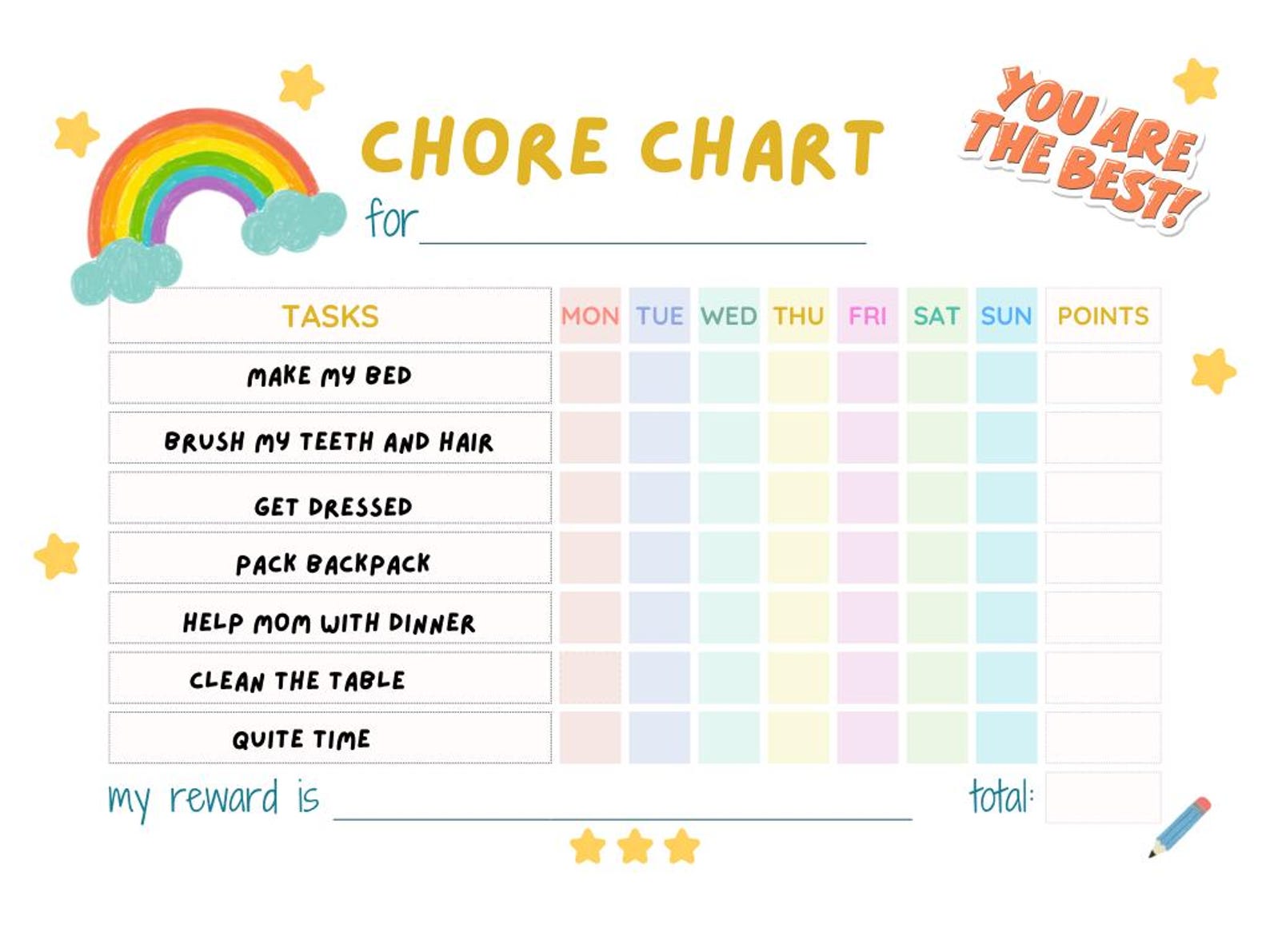 Digital Kids Daily Schedule-chore Chart-checklist-responsibilities - Etsy