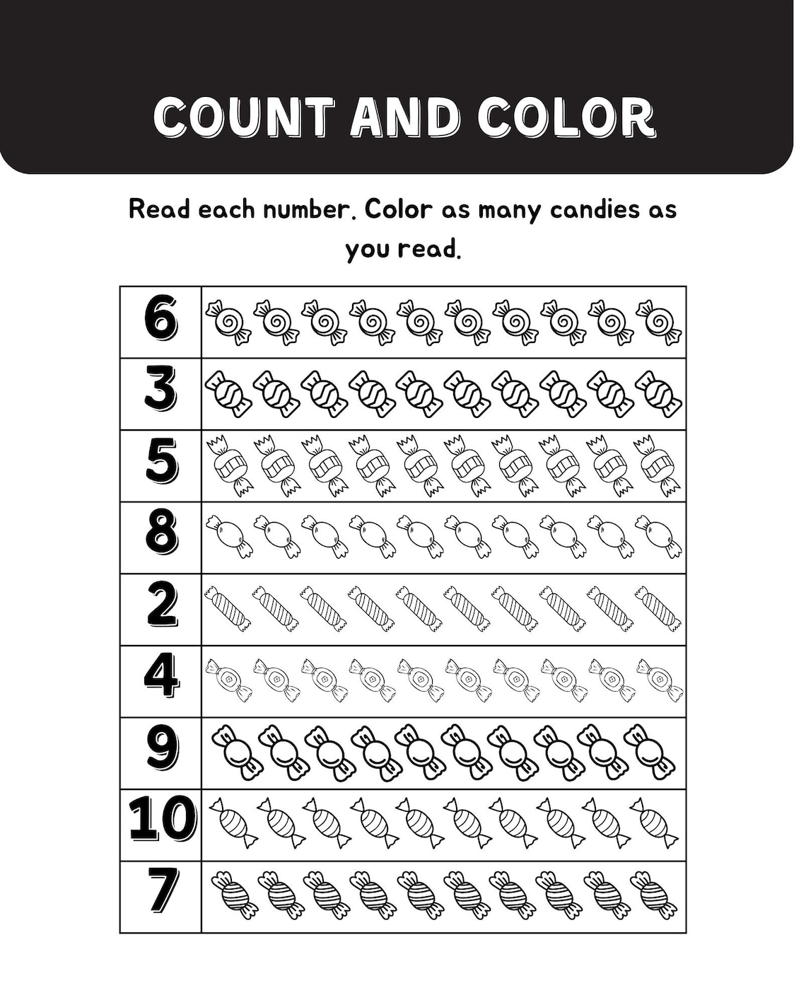 Count and Color, Kindergarten, Kids, Math, Learning, Numbers - Etsy