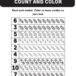 Count and Color, Kindergarten, Kids, Math, Learning, Numbers - Etsy