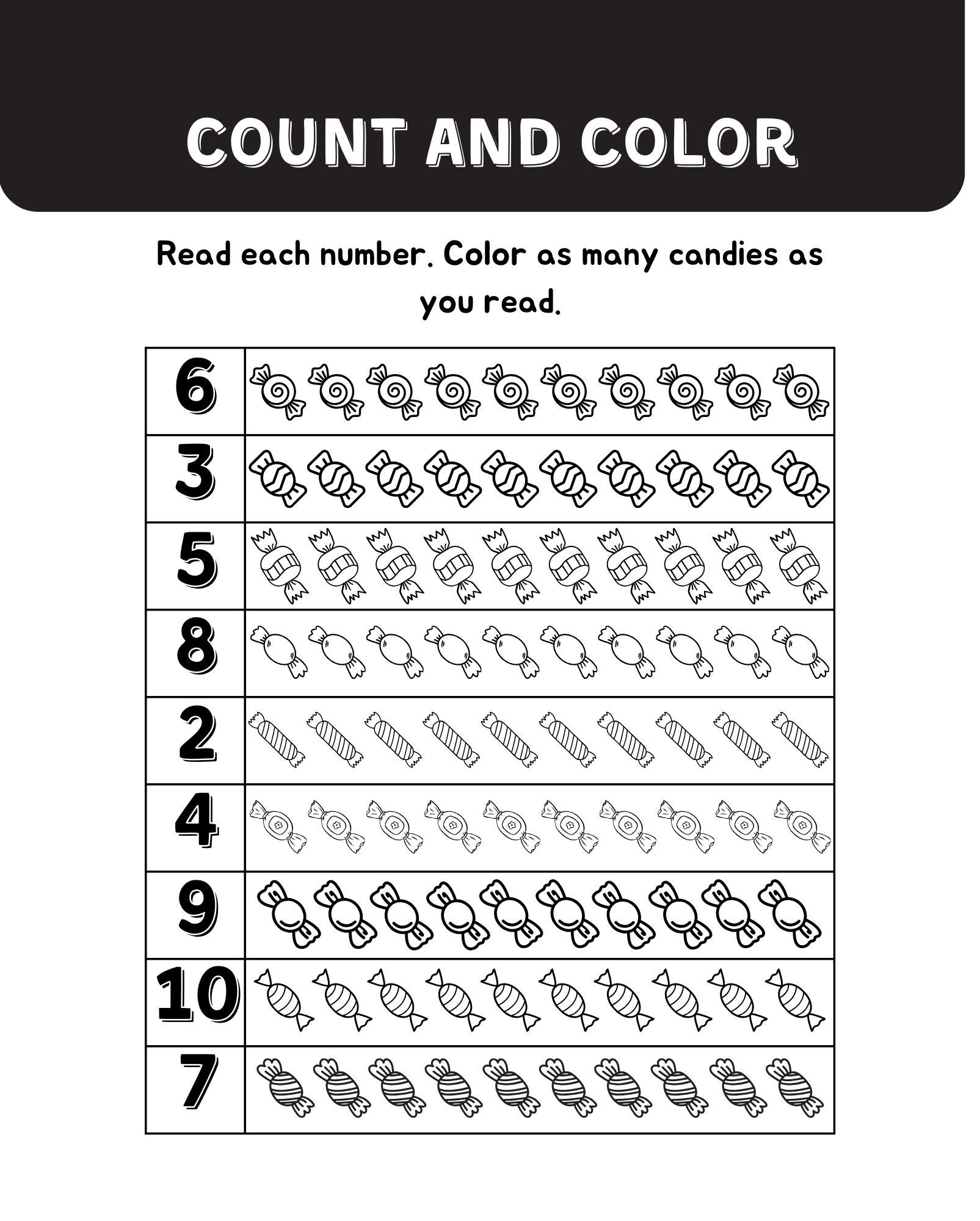 Count and Color, Kindergarten, Kids, Math, Learning, Numbers - Etsy