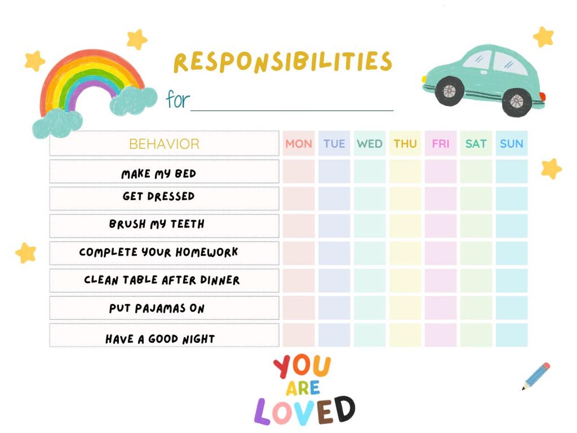 Digital Kids Daily Schedule-chore Chart-checklist-responsibilities - Etsy