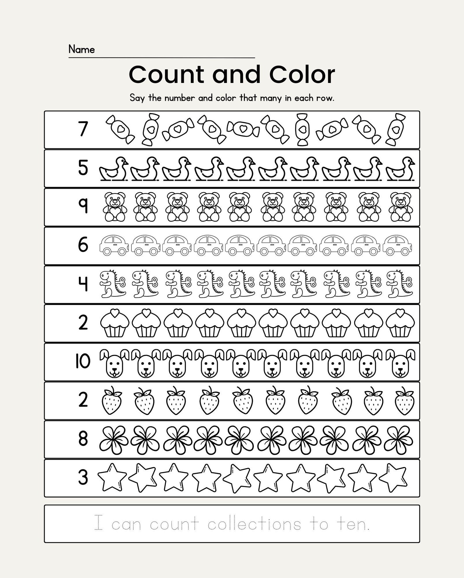 Count and Color, Kindergarten, Kids, Math, Learning, Numbers - Etsy