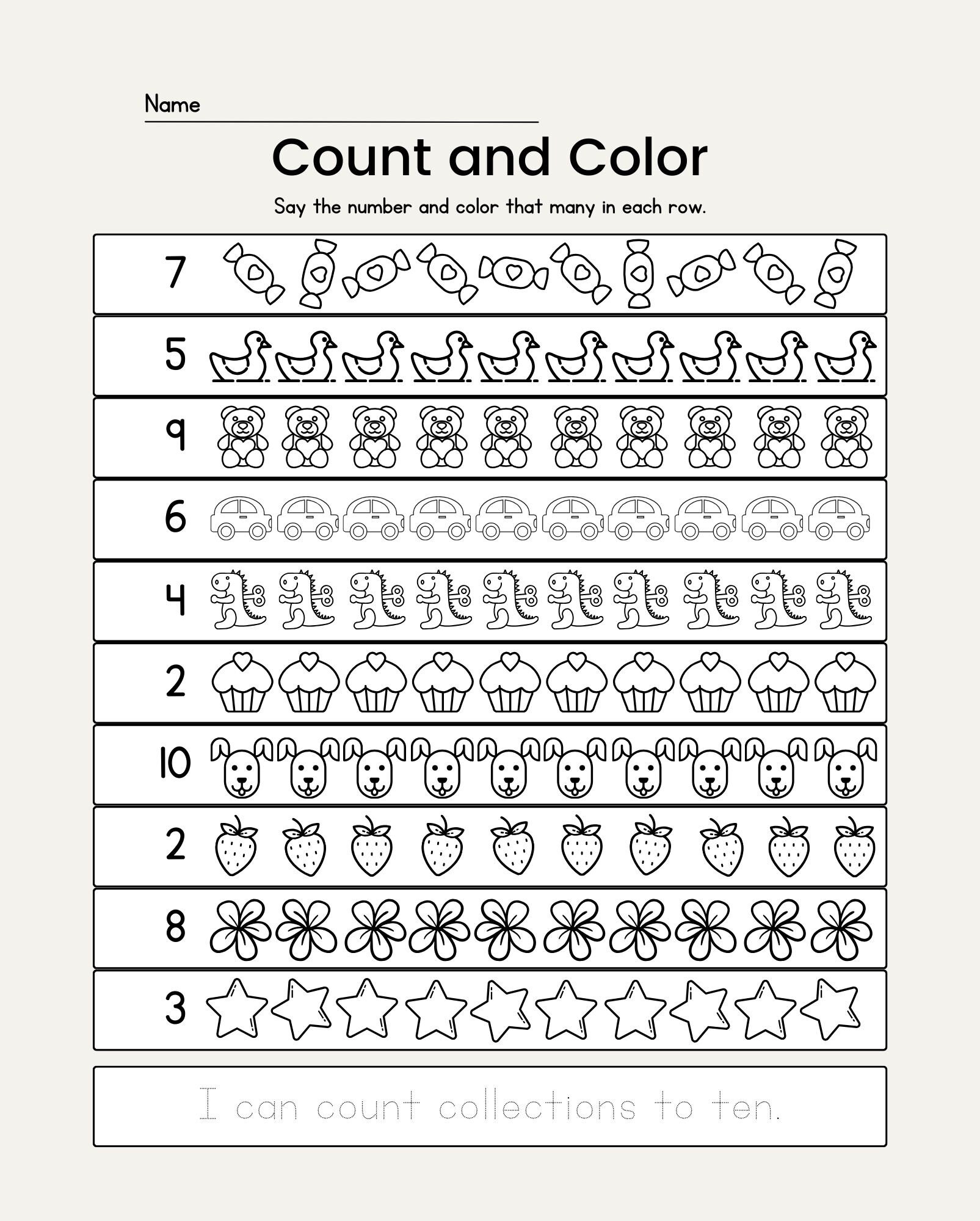 Count and Color, Kindergarten, Kids, Math, Learning, Numbers - Etsy