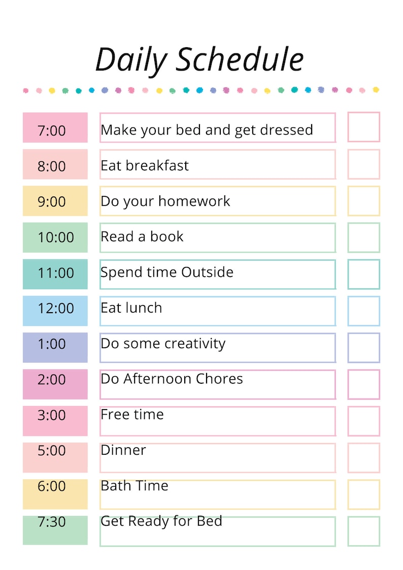 Daily Schedule - Etsy