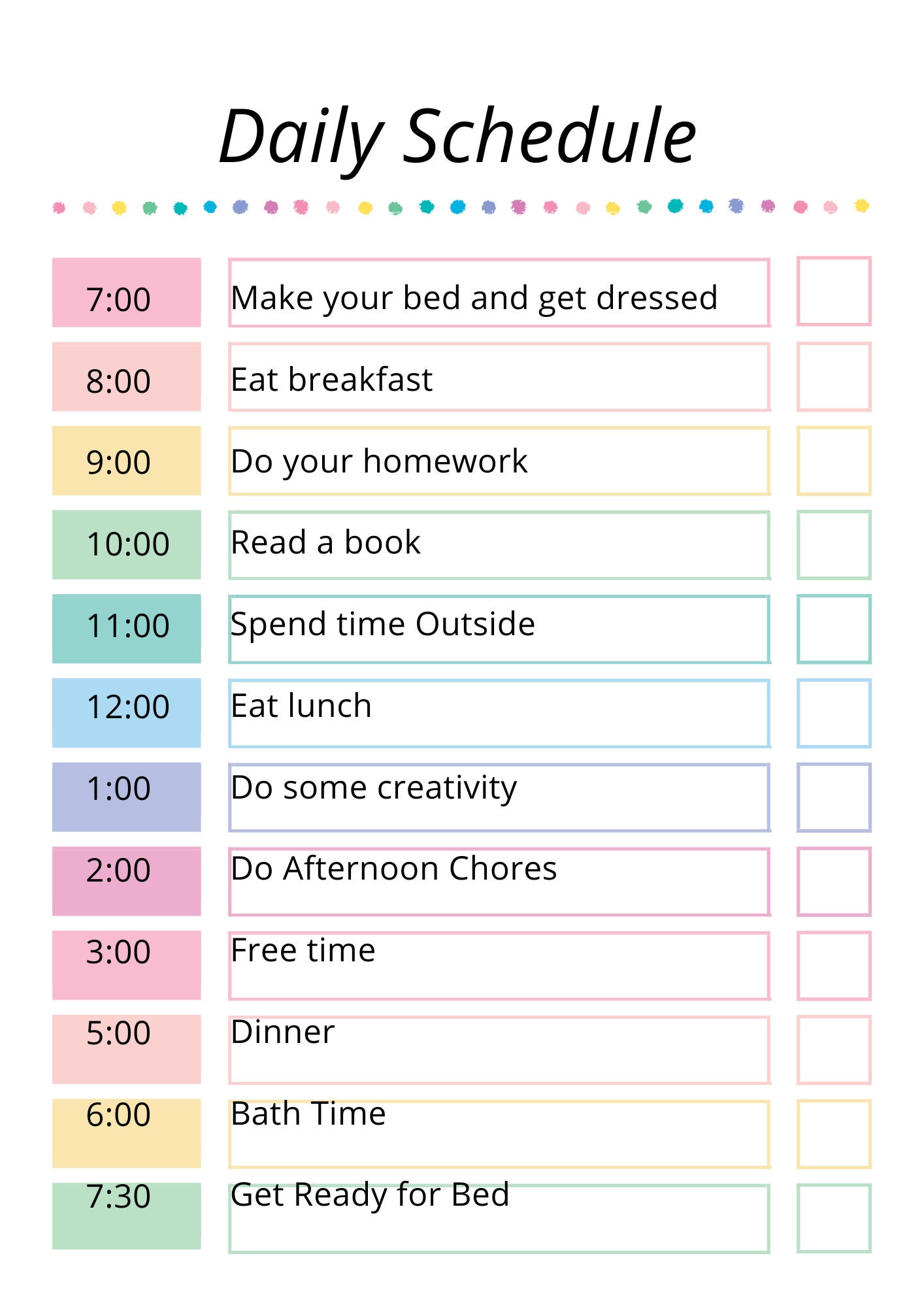 Daily Schedule - Etsy