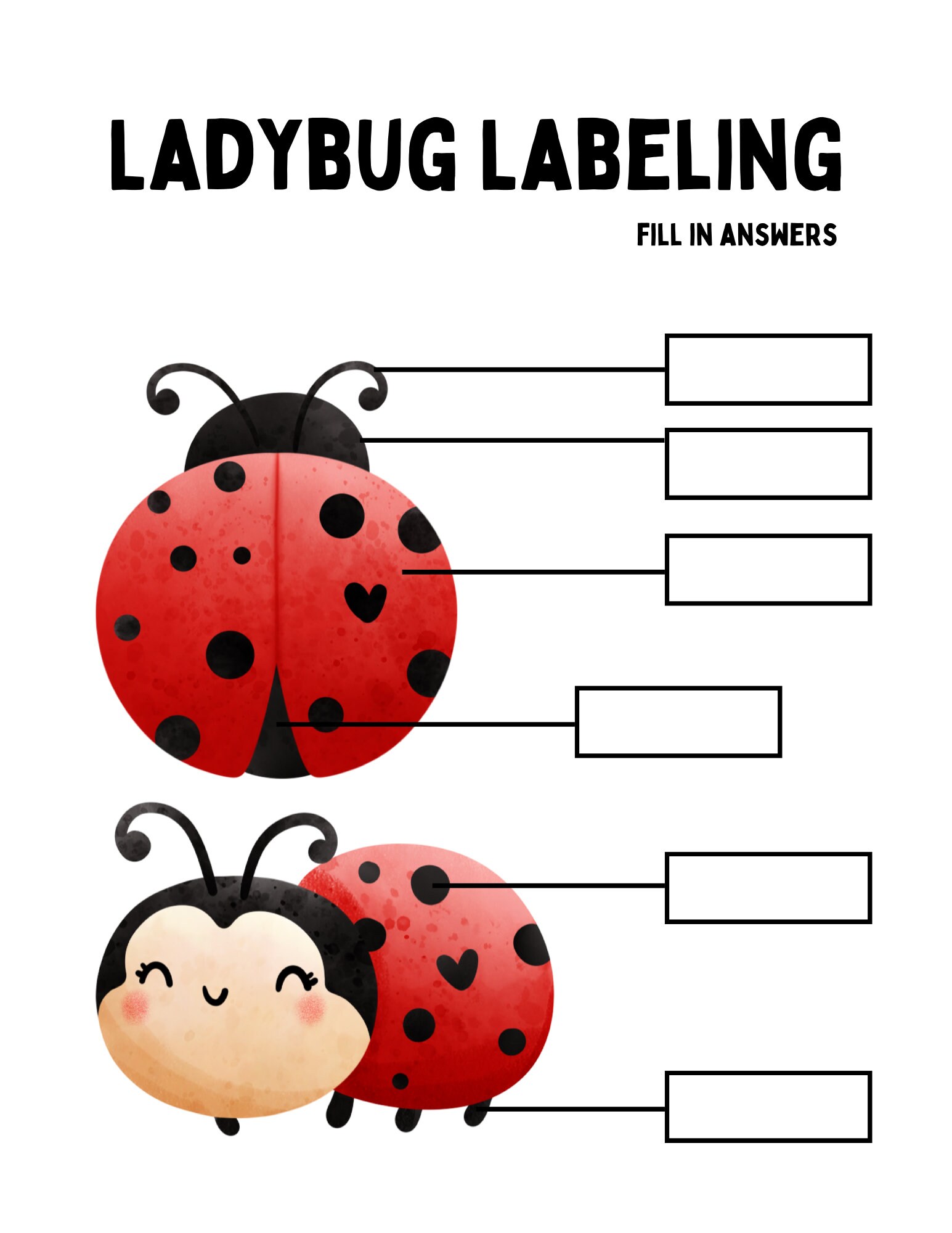 Ladybug Unit Study: Science, Labeling, Cutting & Pasting, Tracing ...