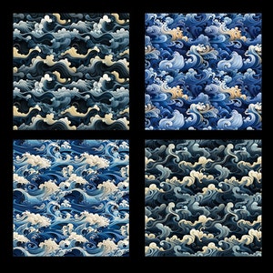 Ocean Waves, Seamless Pattern, Digital Download, High Resolution Images ...