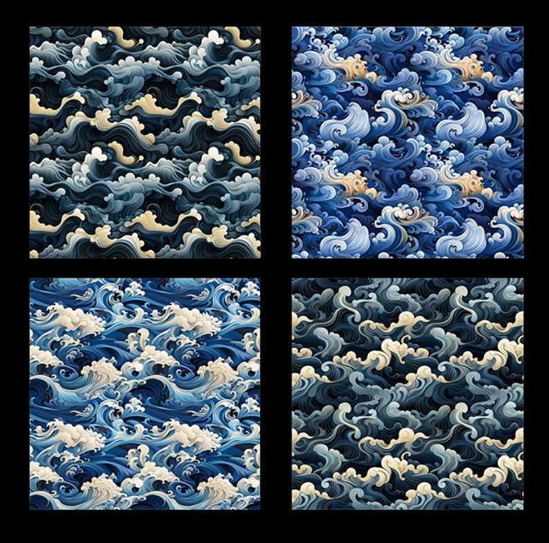 Ocean Waves, Seamless Pattern, Digital Download, High Resolution Images ...