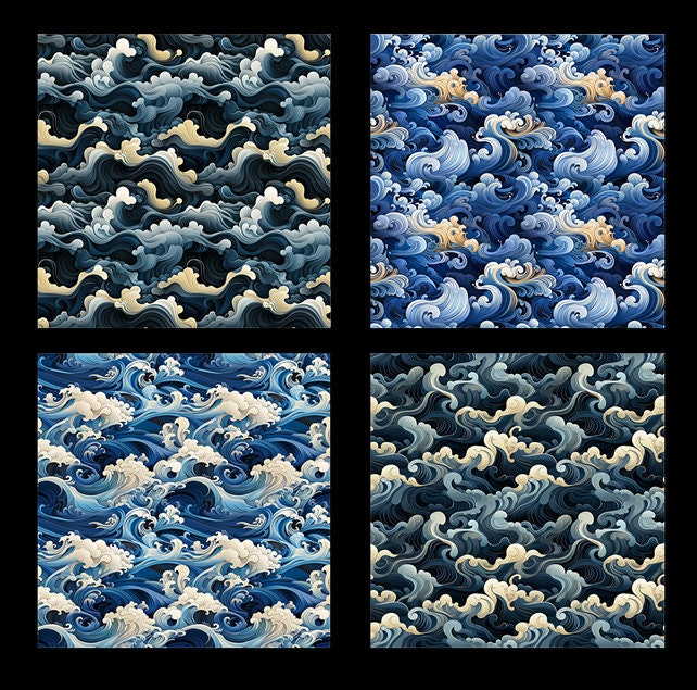 Ocean Waves, Seamless Pattern, Digital Download, High Resolution Images ...