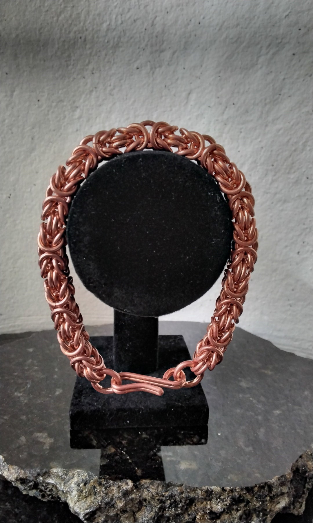 Copper Byzantine Chainmail Bracelet Handcrafted Jewelers Saw Cut Rings And Clasp 14 Gauge Wire