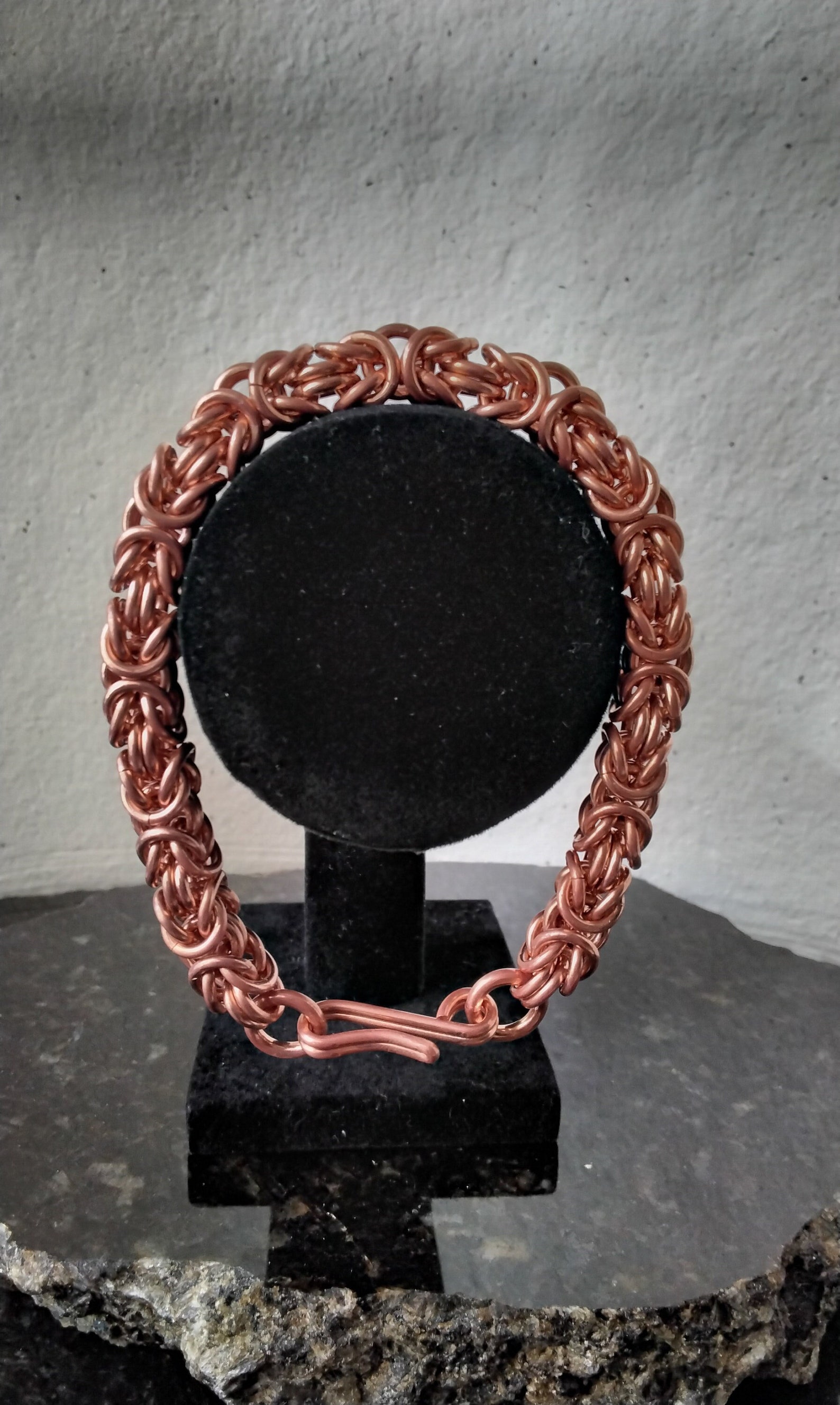 Copper Byzantine Chainmail Bracelet. Handcrafted Jewelers Saw Cut Rings ...