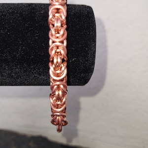 Copper Byzantine Chainmail Bracelet. Handcrafted Jewelers Saw Cut Rings ...