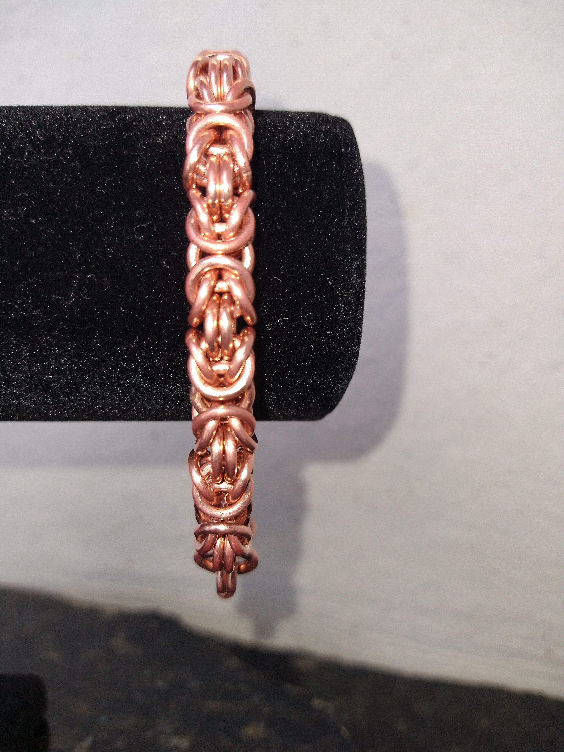 Copper Byzantine Chainmail Bracelet. Handcrafted Jewelers Saw Cut Rings ...