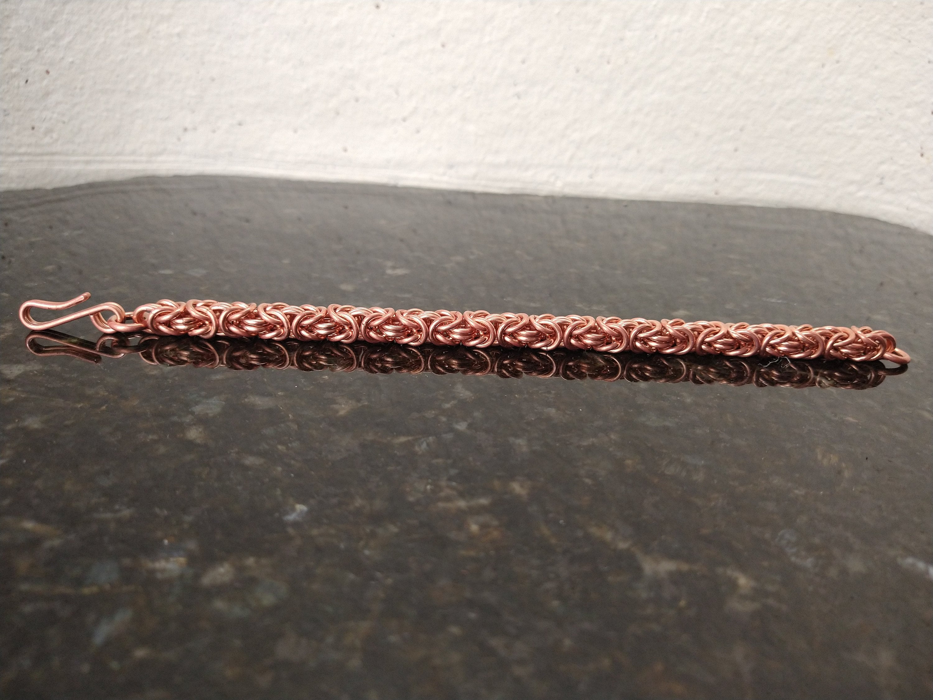 Copper Byzantine Chainmail Bracelet. Handcrafted Jewelers Saw Cut Rings ...