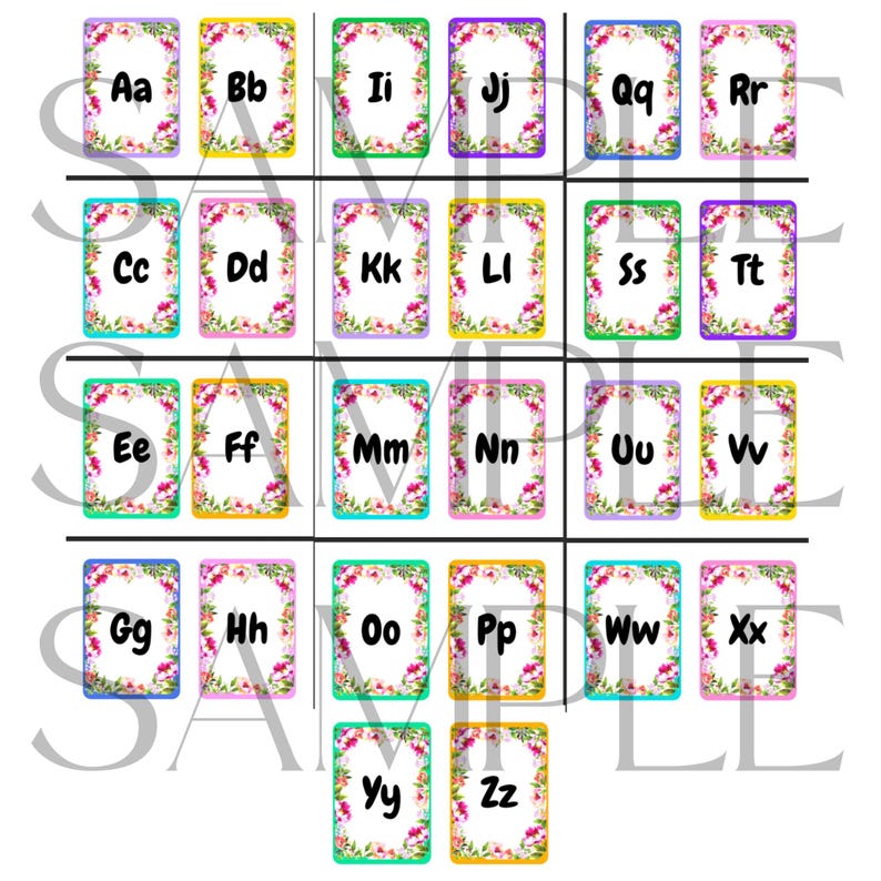 Bright Floral Alphabet Flashcards: Preschool, Elementary, Homeschool - Etsy