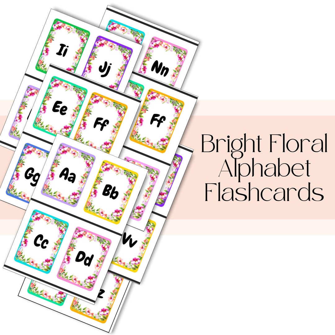 Bright Floral Alphabet Flashcards: Preschool, Elementary, Homeschool - Etsy