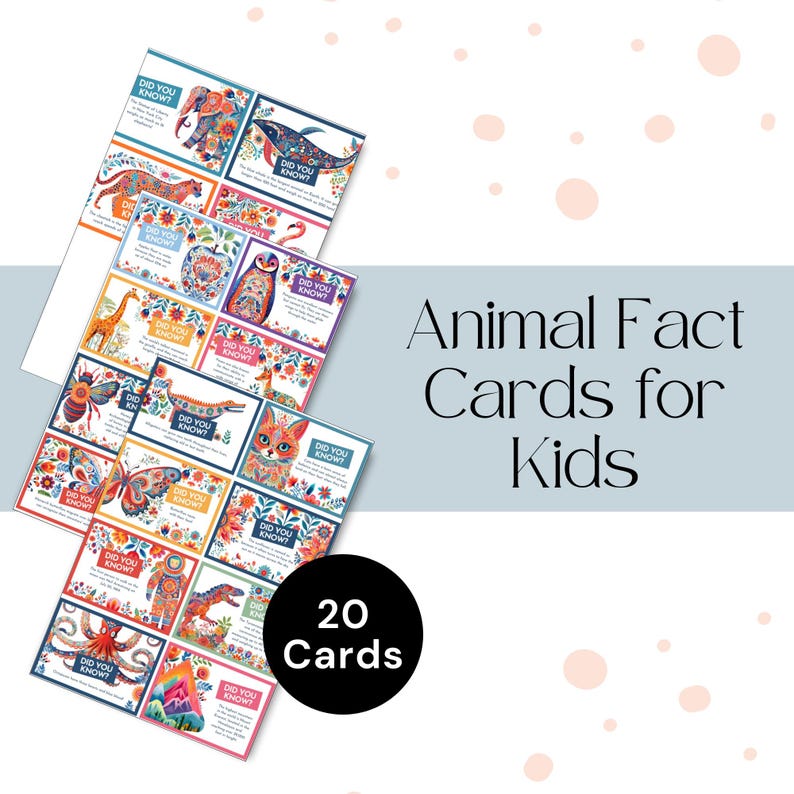Animal Fact Cards for Kids: Homeschool, Elementary, Flash Cards ...