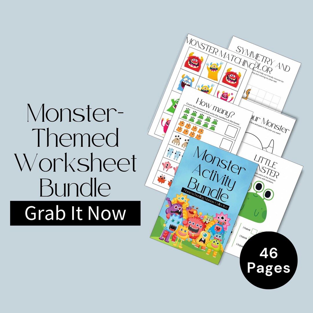 Monster Activity Bundle: Printables, Homeschool, Preschool, Elementary ...