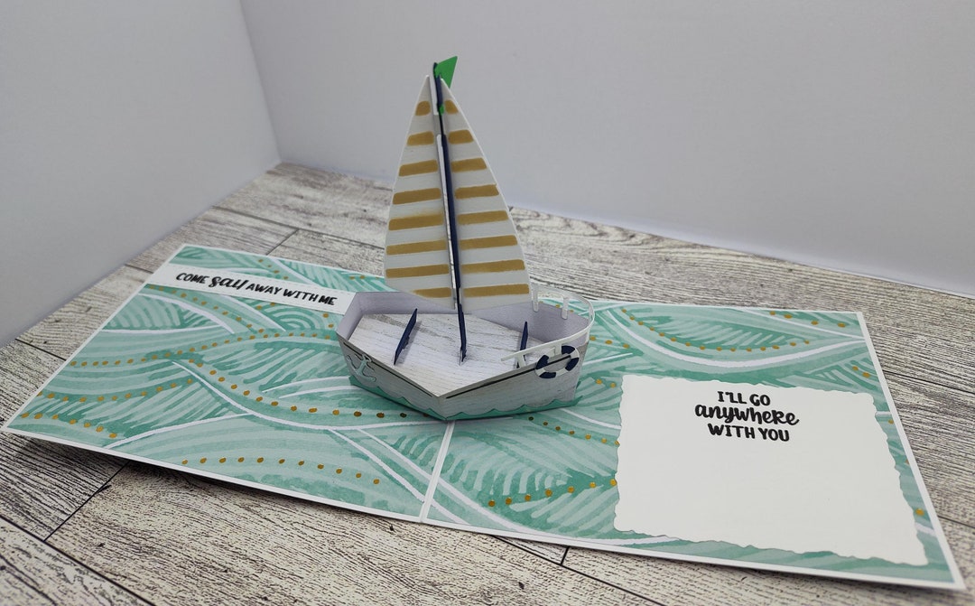 Sailboat Pop up Card 3D Fun Ocean Theme Interactive " Anchors up and ...