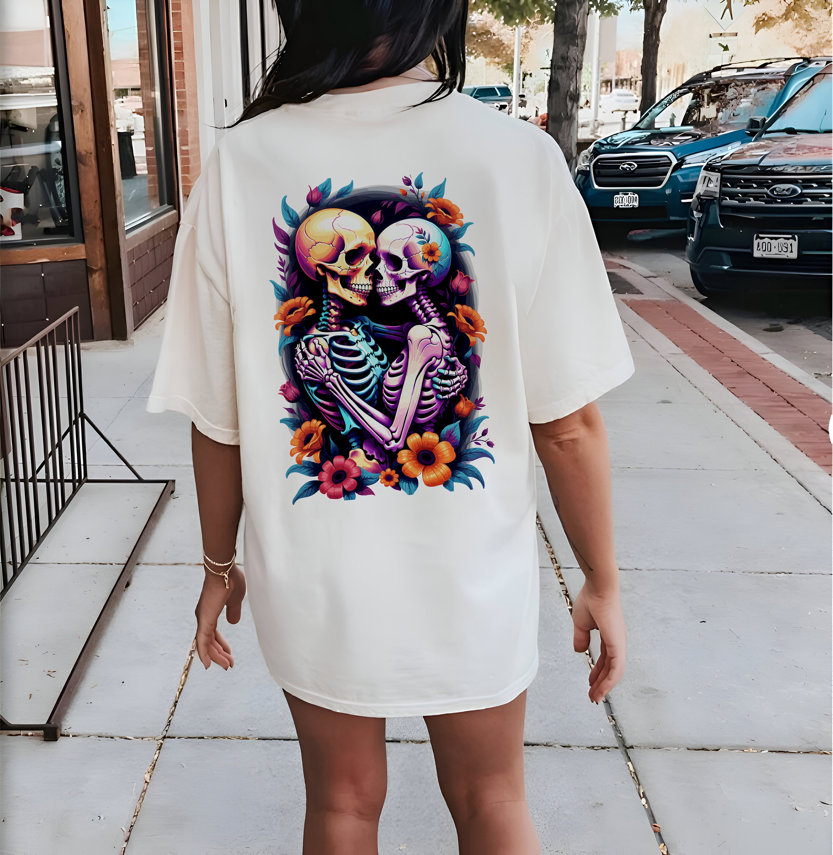 Floral Skeleton Couple Art, Skeleton Lovers PNG, Love Png Design ...