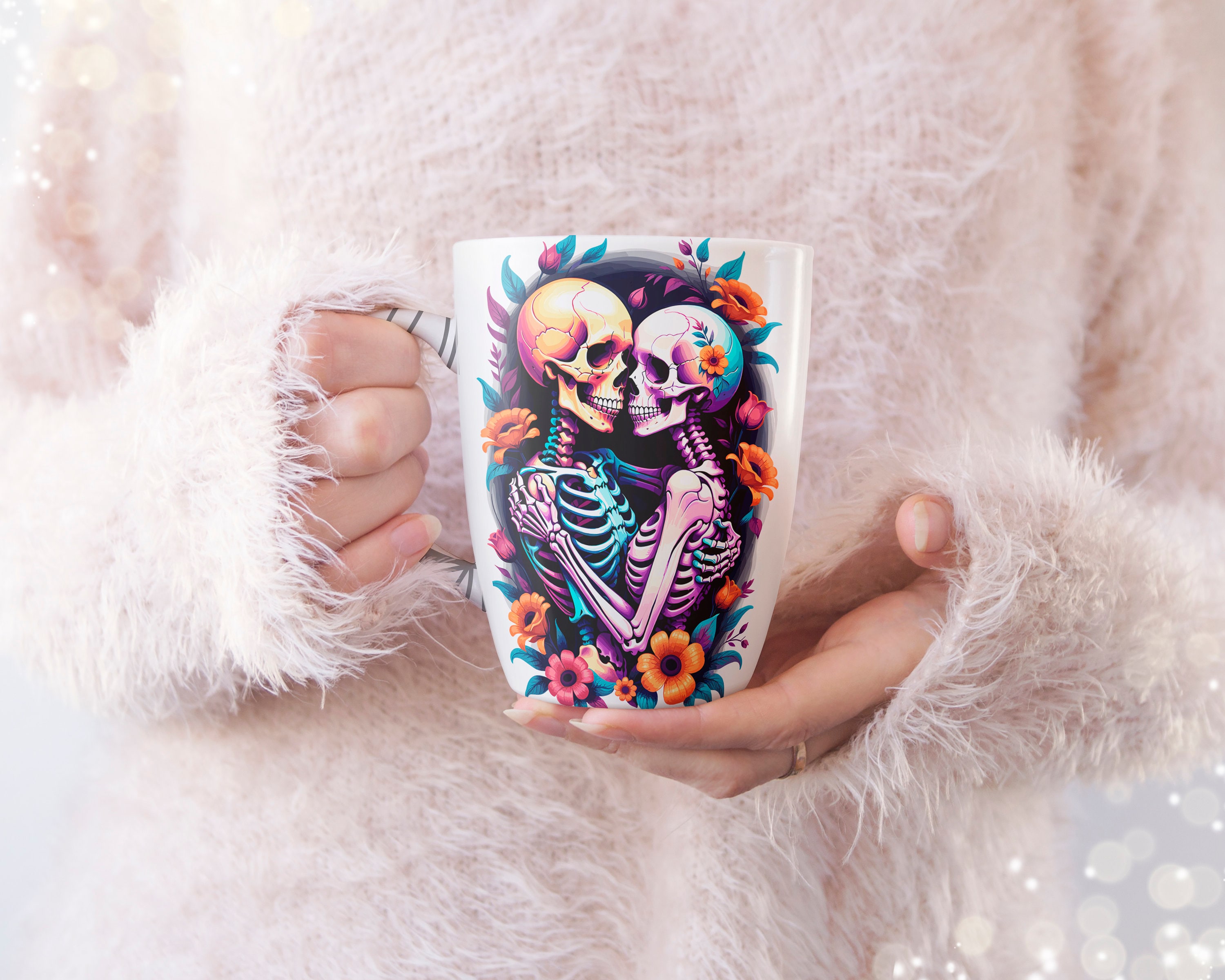 Floral Skeleton Couple Art, Skeleton Lovers PNG, Love Png Design ...