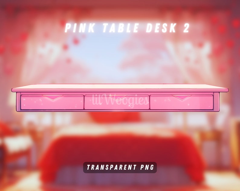 Vtuber Pink Table Desks 5x Pngtuber Transparent Props Cute Assets Stand ...