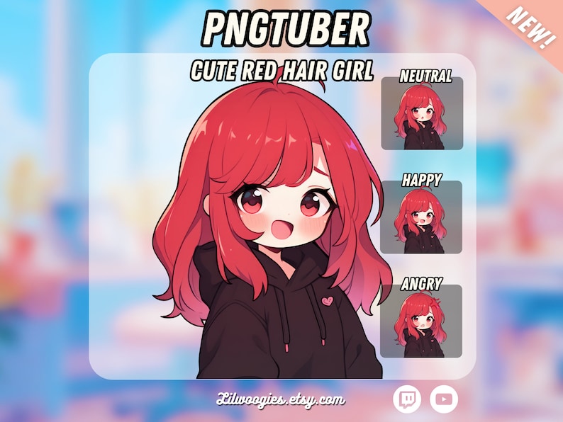 Cute Red Hair Girl Pngtuber | Kawaii | Ready for Twitch | Streamlabs ...