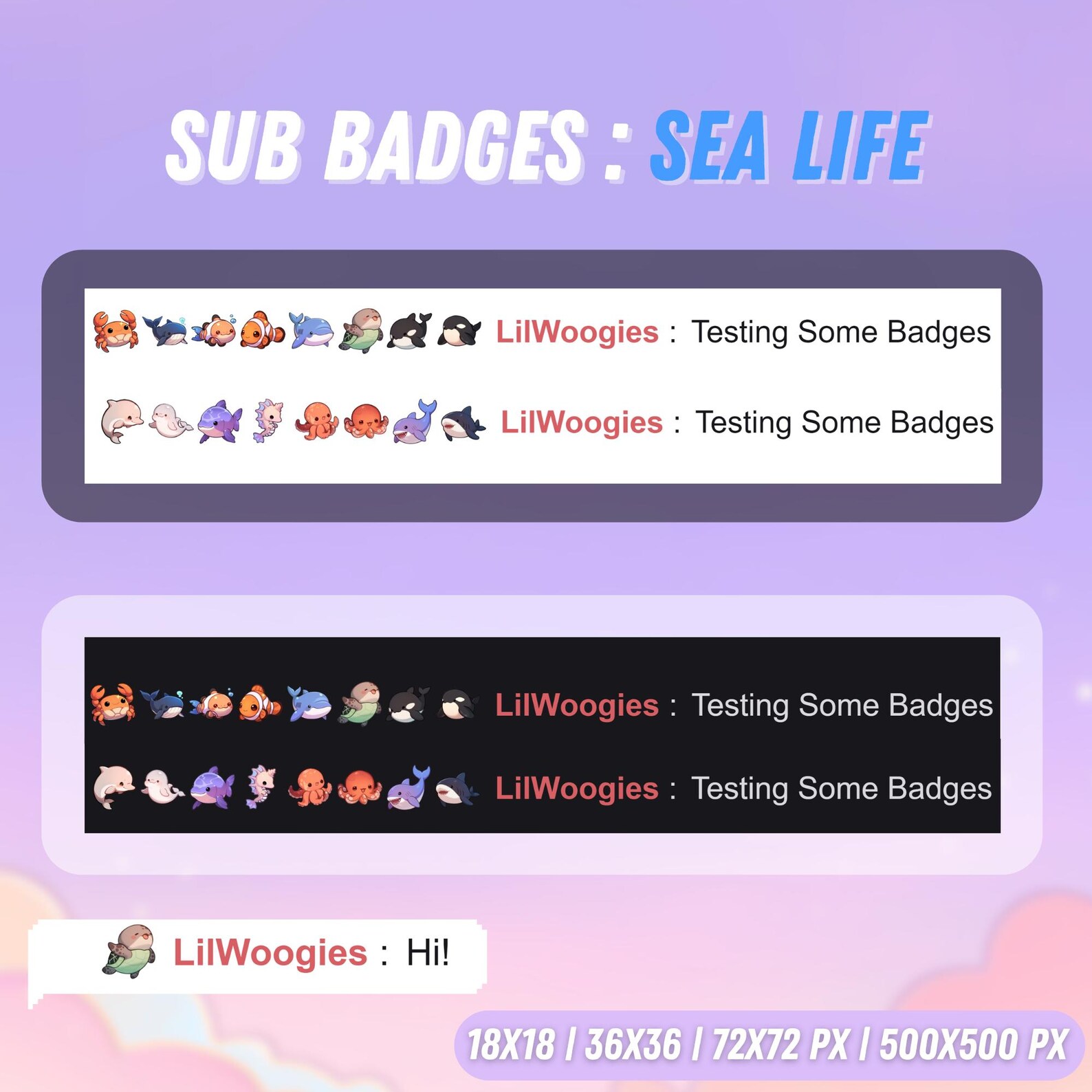 Sub Badges Cute Sea Life for Subscribers - Twitch Sub Badges - Twitch ...