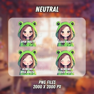 Cute Frog Girl Pngtuber | Chibi Kawaii | Ready for Twitch | Vtuber Avatar Streaming | Vtuber ...