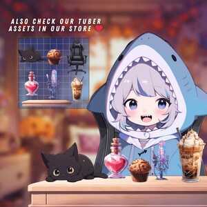 Cute Shark Girl Pngtuber | Kawaii Chibi | Ready for Twitch | Vtuber ...